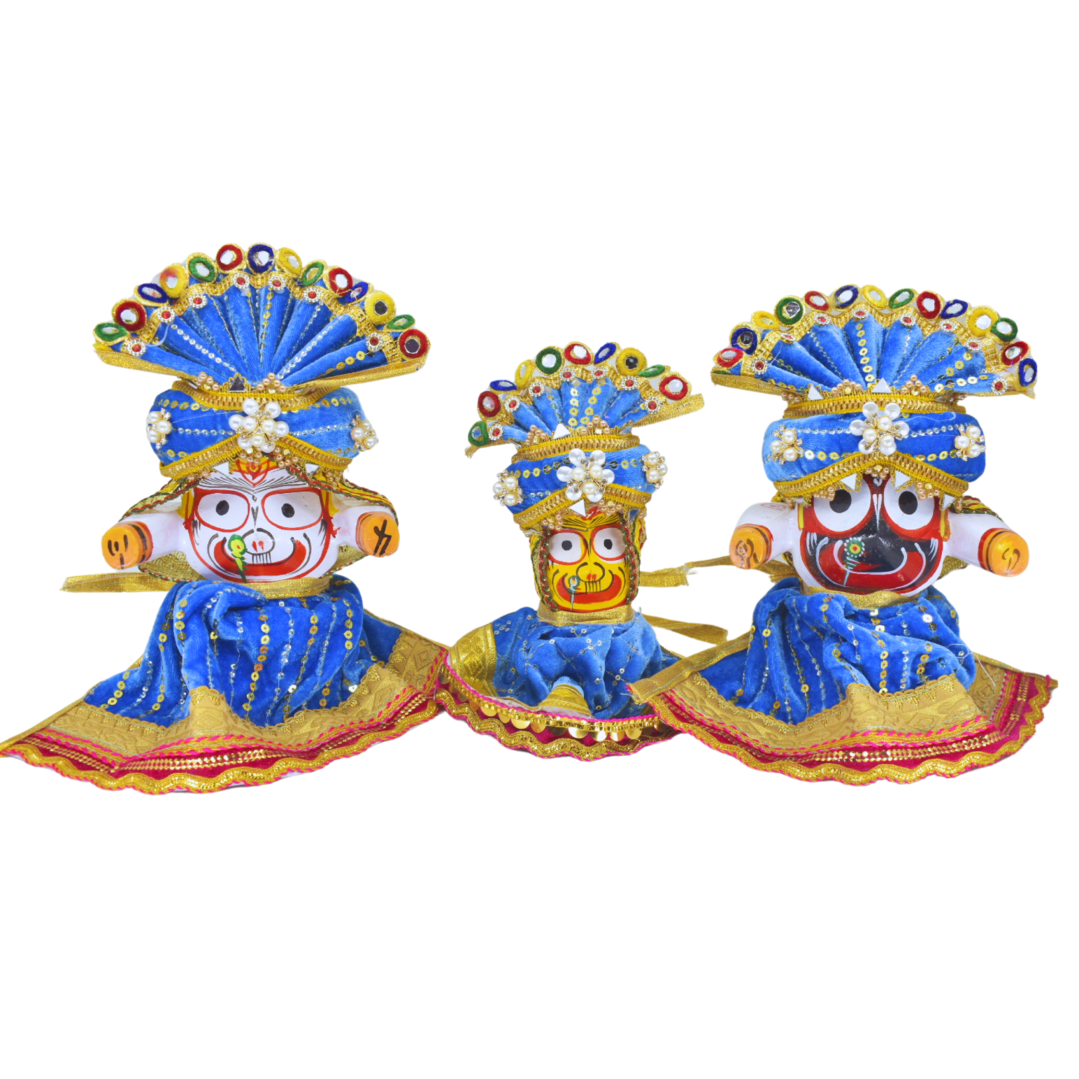 6 Inch (15cm) Handcrafted Pagadi Dress Set for Lord Jagannath Trio(Blue) – Jagannath World