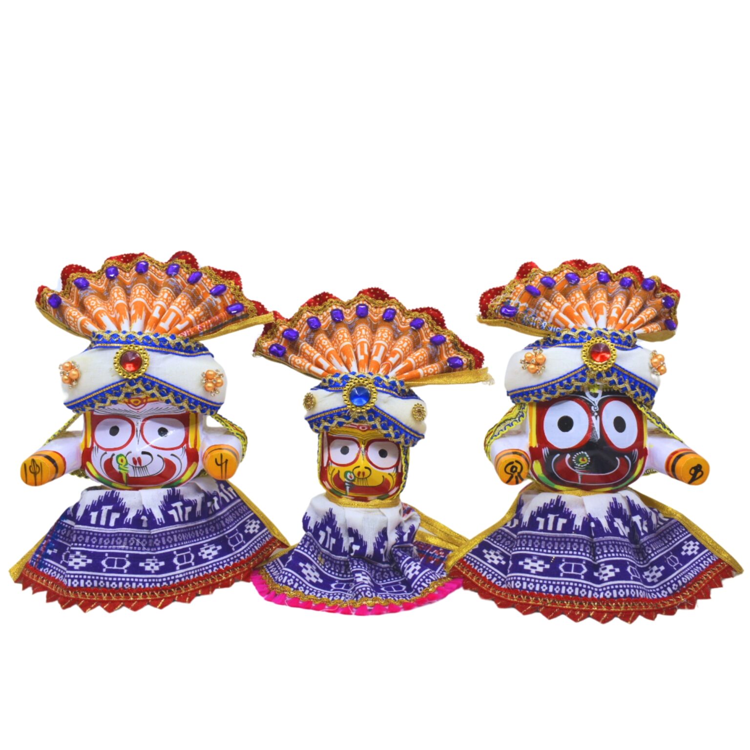 6-Inch (15cm) Deity Dress Set for Lord Jagannath, Balabhadra, Subhadra Idols(White & Blue ...