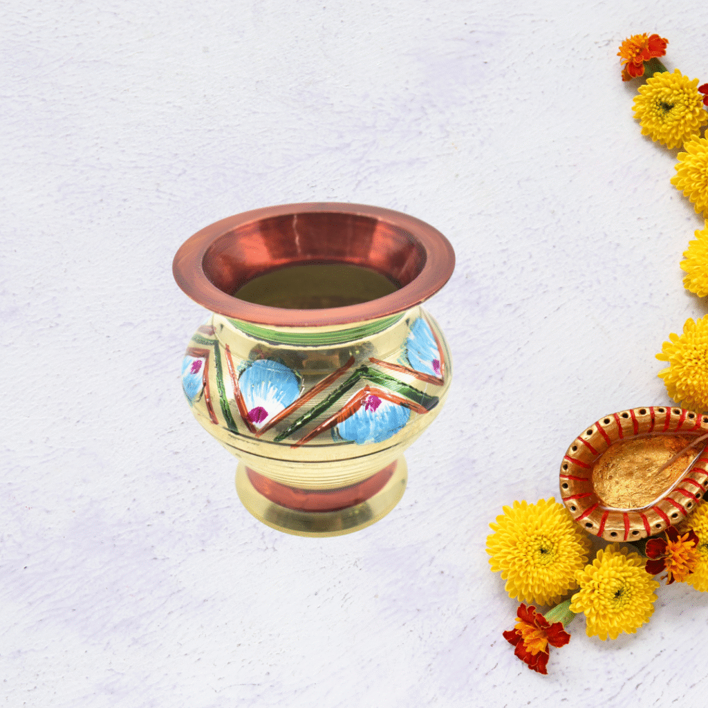 Brass Mangal Kalash for Pooja and Home Temple | 4 Inch Traditional ...
