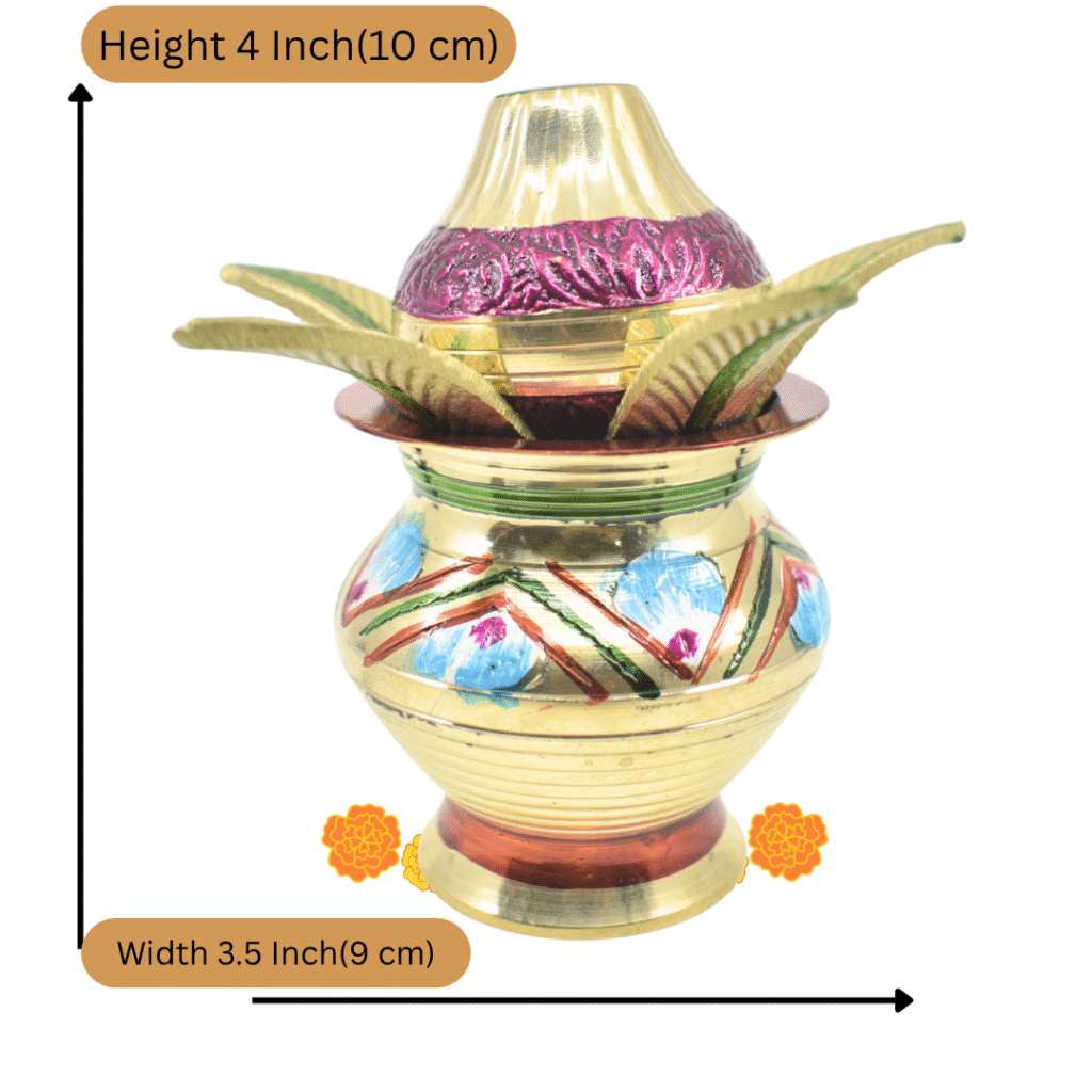 Brass Mangal Kalash for Pooja and Home Temple | 4 Inch Traditional ...